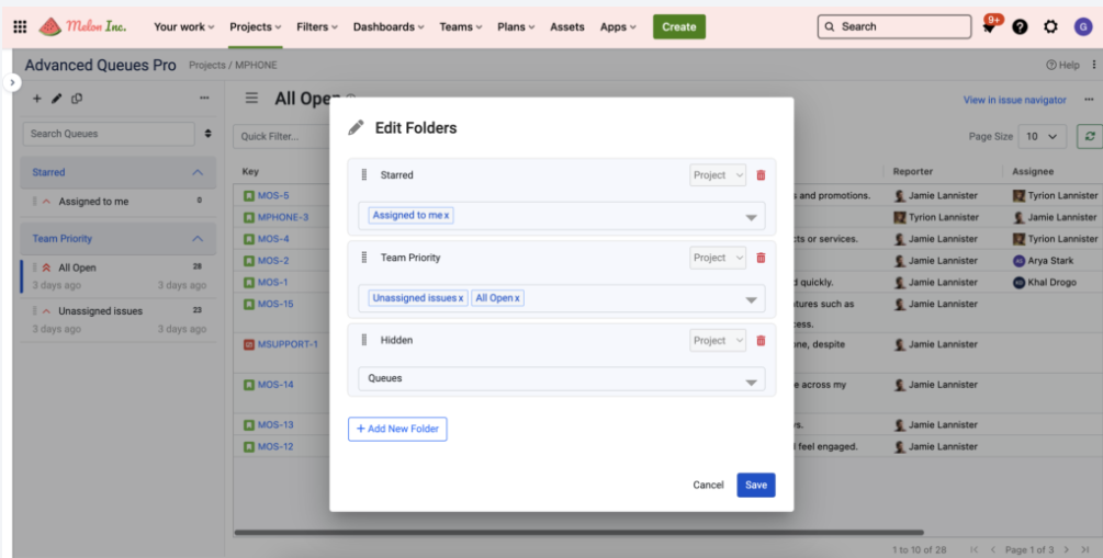 Grouping of Advanced Queues into Folders